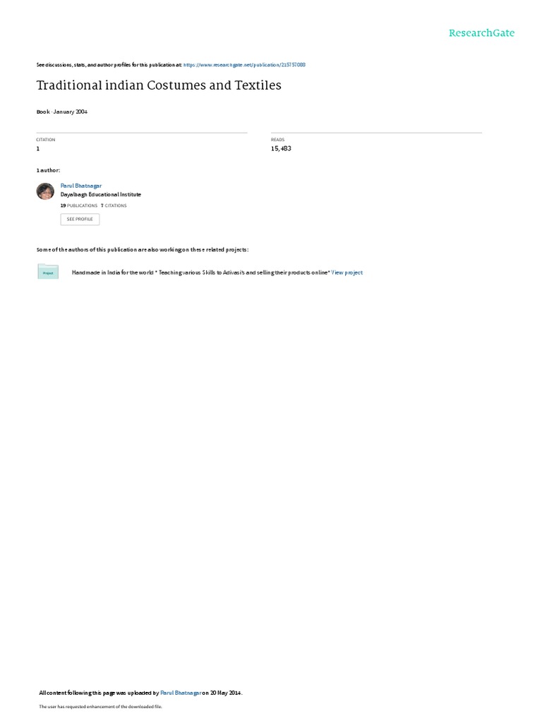 Traditional Indian Costumes and Textiles | PDF | Arts And Crafts ...