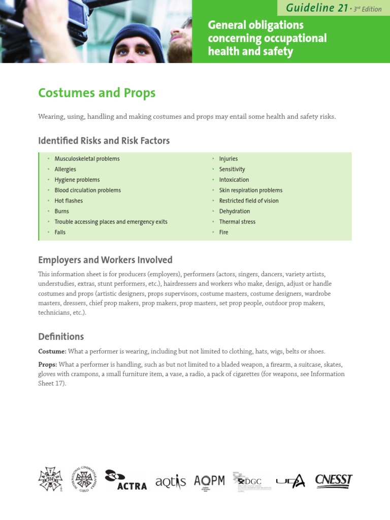 Costumes and Props: General Obligations Concerning Occupational Health ...
