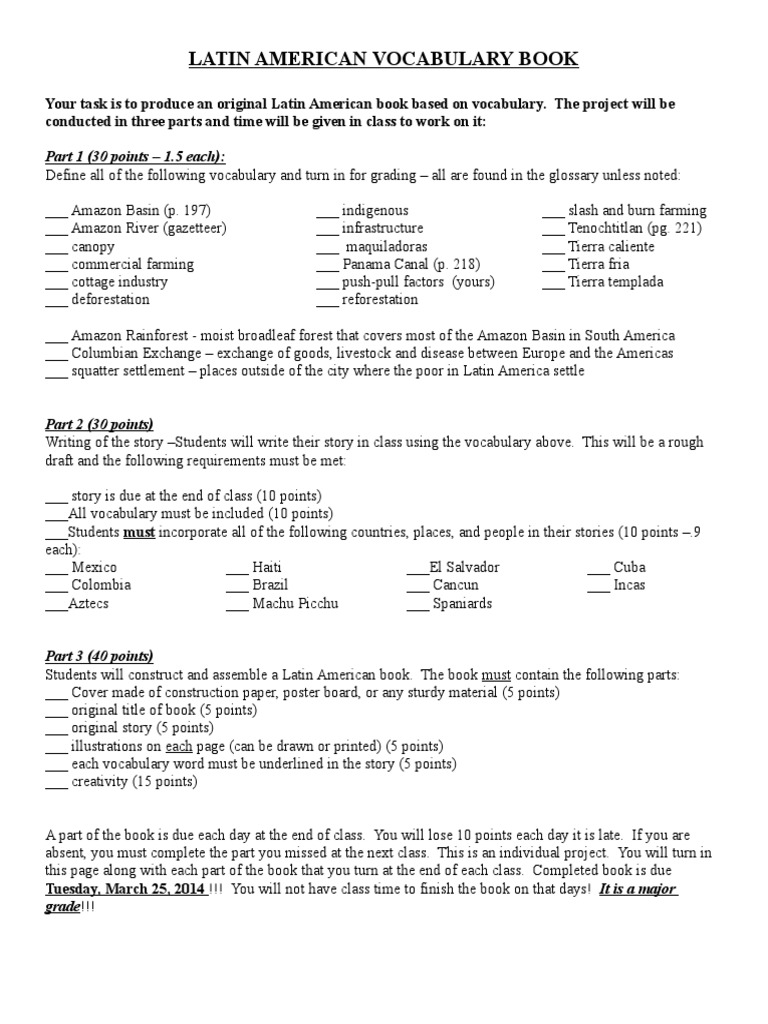 Latin American Vocabulary Book | PDF | Amazon Rainforest | Latin America