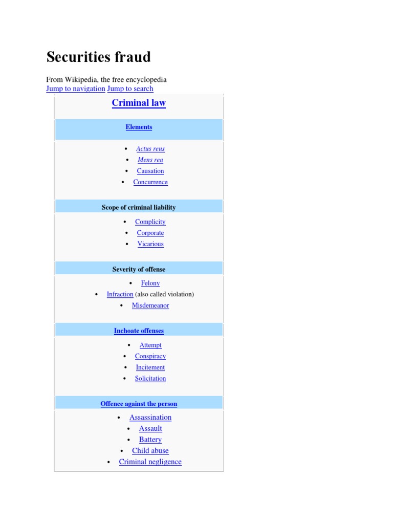 Securities Fraud: Criminal Law | PDF | Securities Fraud | Financial ...