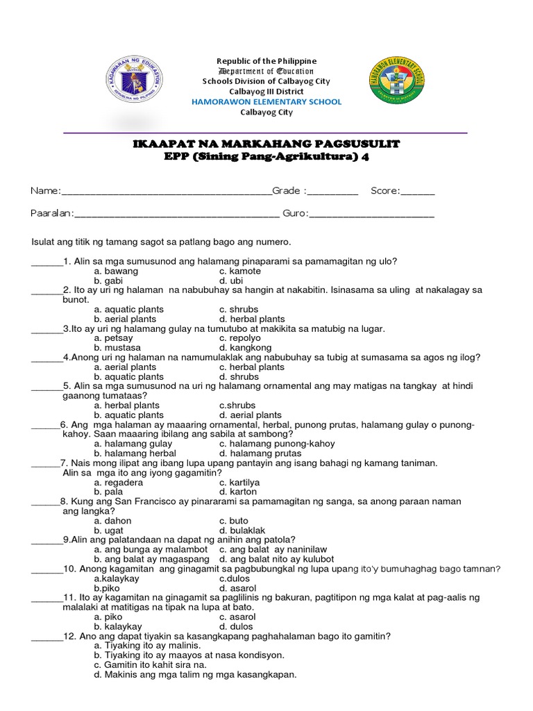 EPP 4 - Sining Pang-Agrikultura - Final | PDF