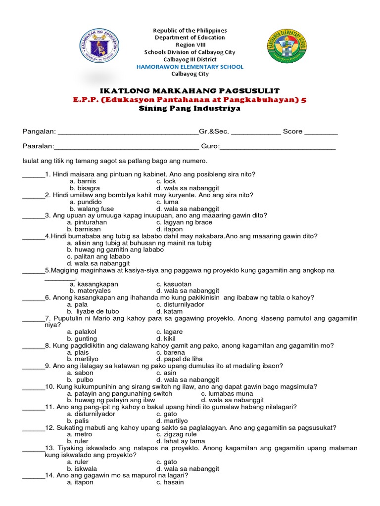 PT - Epp 5 Ia - q4 With Tos Final | PDF