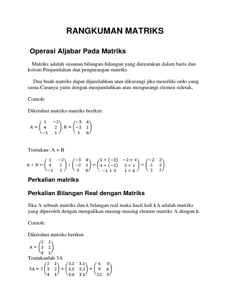 Rangkuman Matriks | PDF