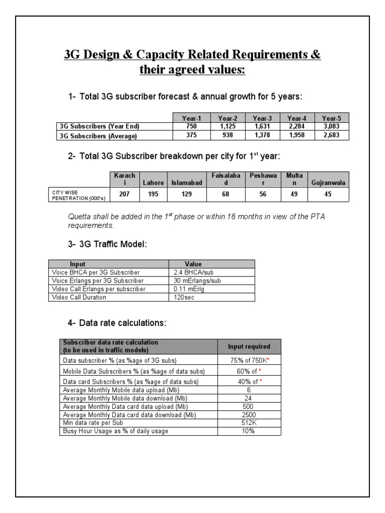 3G Design Inputs | PDF | Subscription Business Model | Mobile Broadband