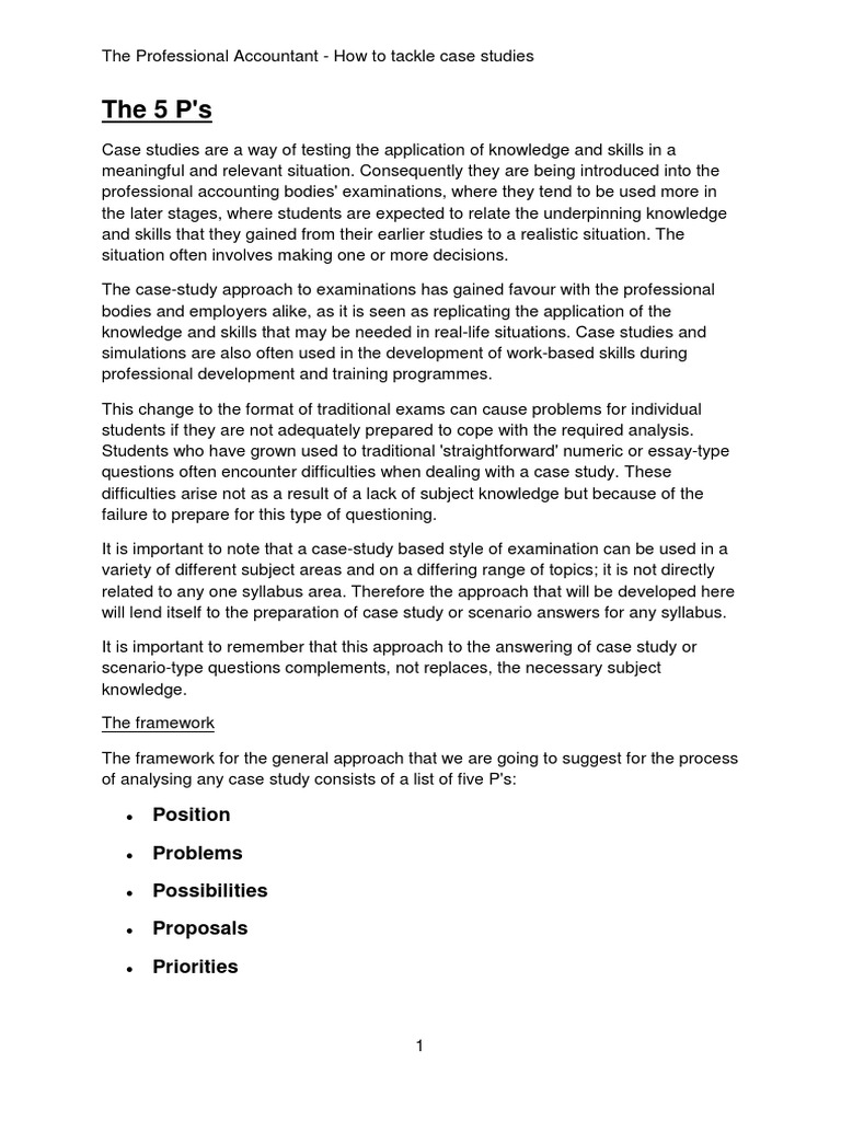 Coping With Case Studies - The 5P's | PDF | Case Study | Question