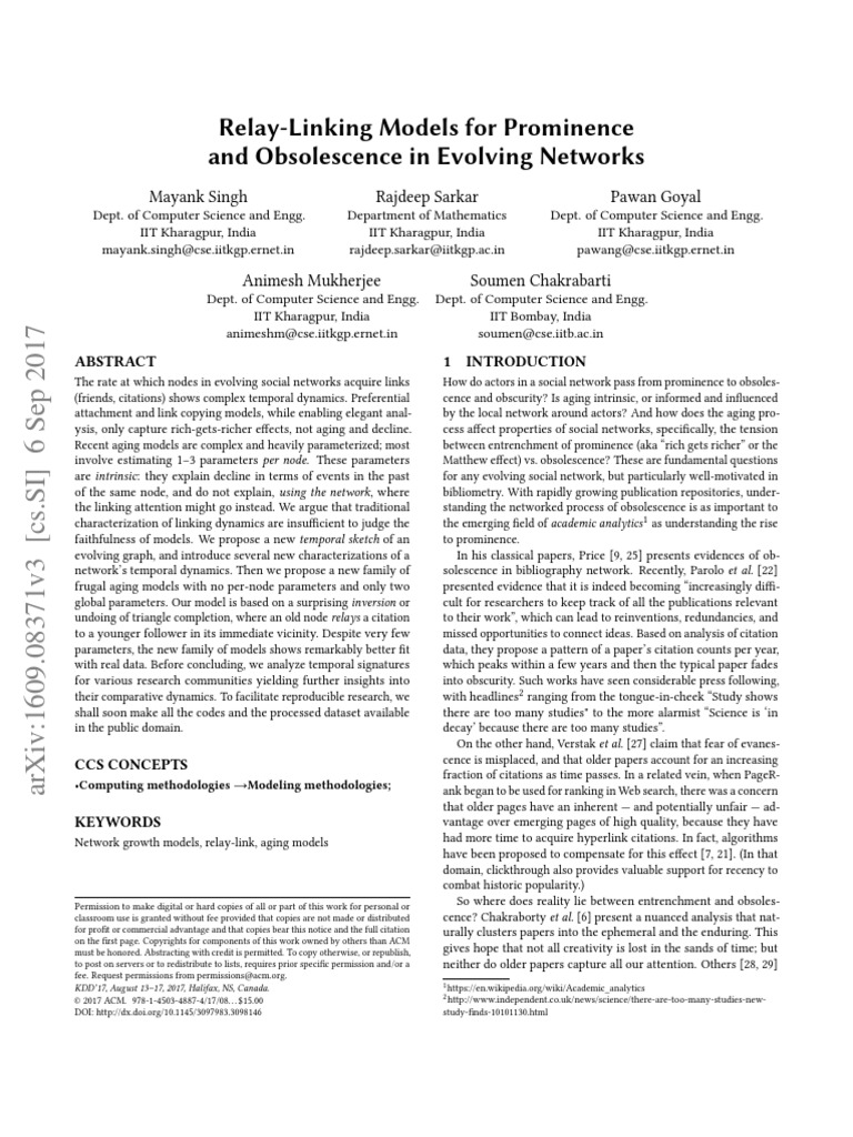 Relay-Linking Models For Prominence and Obsolescence in Evolving Networks | Download Free PDF ...