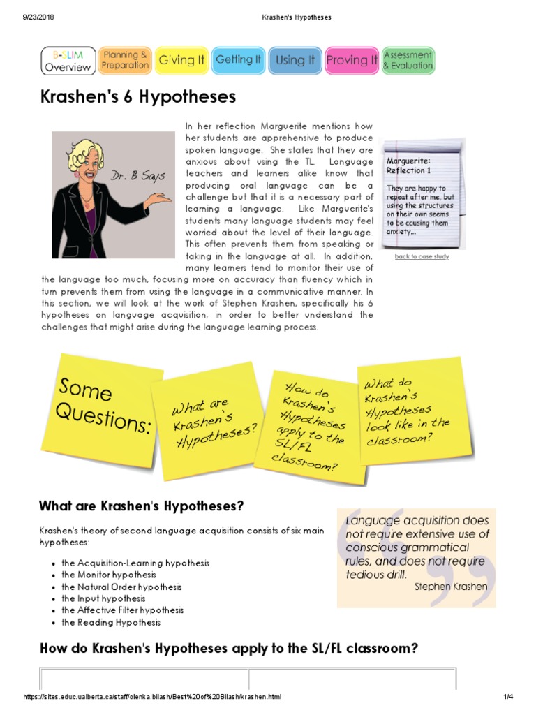 Krashen's Hypotheses | PDF | Language Acquisition | Mental Processes