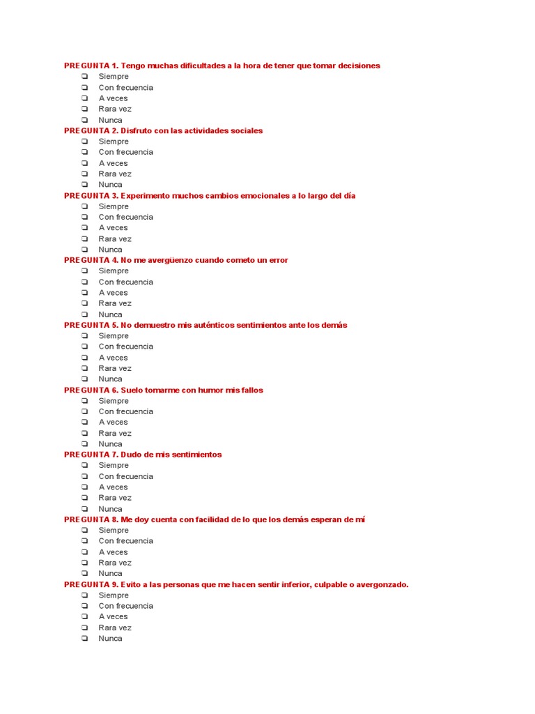 Test de Personalidad: Pregunta 2 | PDF