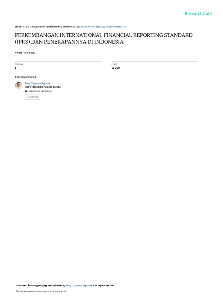 Perkembangan International Financial Reporting Standard (Ifrs) Dan ...