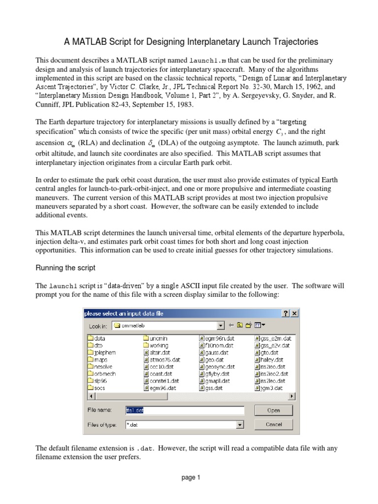 A Computer Program For Designing Interplanetary Injection Trajectories (Fortran) | PDF | Orbital ...