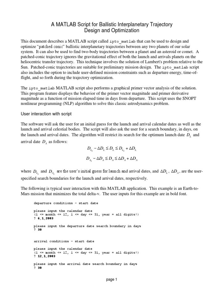 A Computer Program For Patched-Conic, Ballistic Interplanetary Trajectory Design and ...