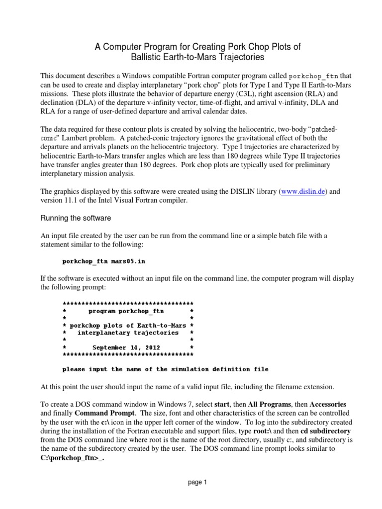 A MATLAB Script For Creating Pork Chop Plots of Ballistic Earth-to-Mars ...
