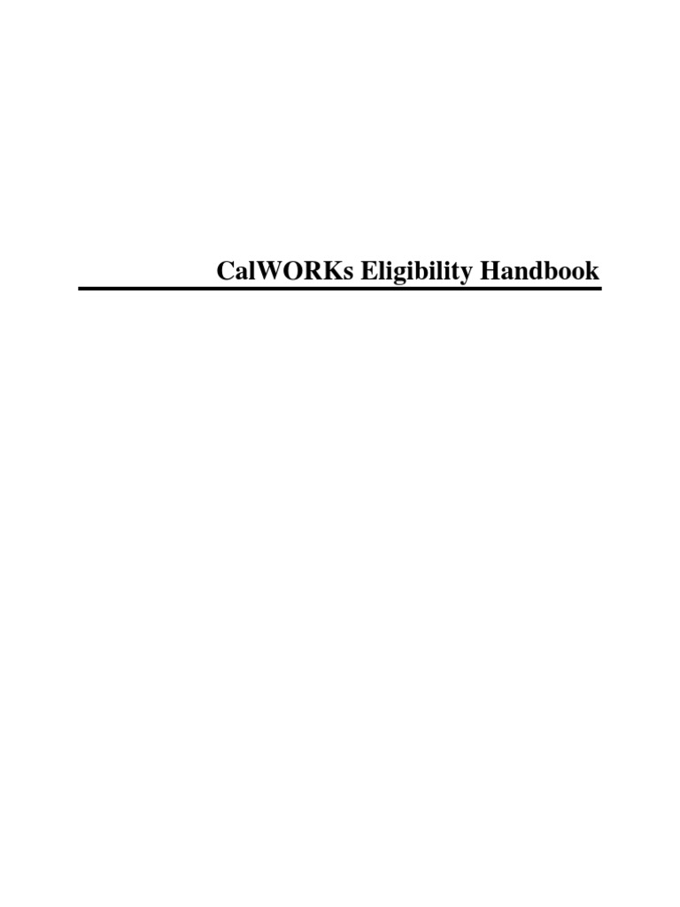 CalWORKs E - Handbook (01.19.17) PDF | PDF | Supplemental Security ...