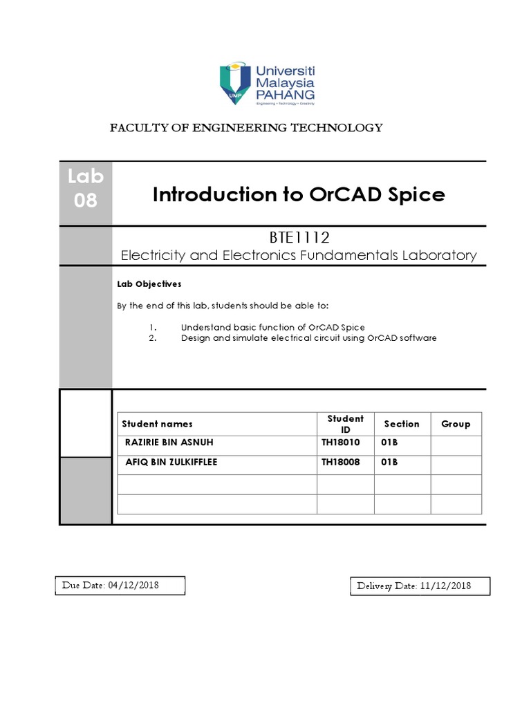 Lab 8 Ee Report | PDF | Spice | Electrical Network