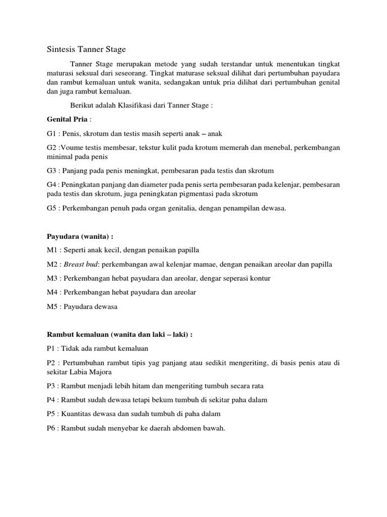 Sintesis Tanner Stage | PDF