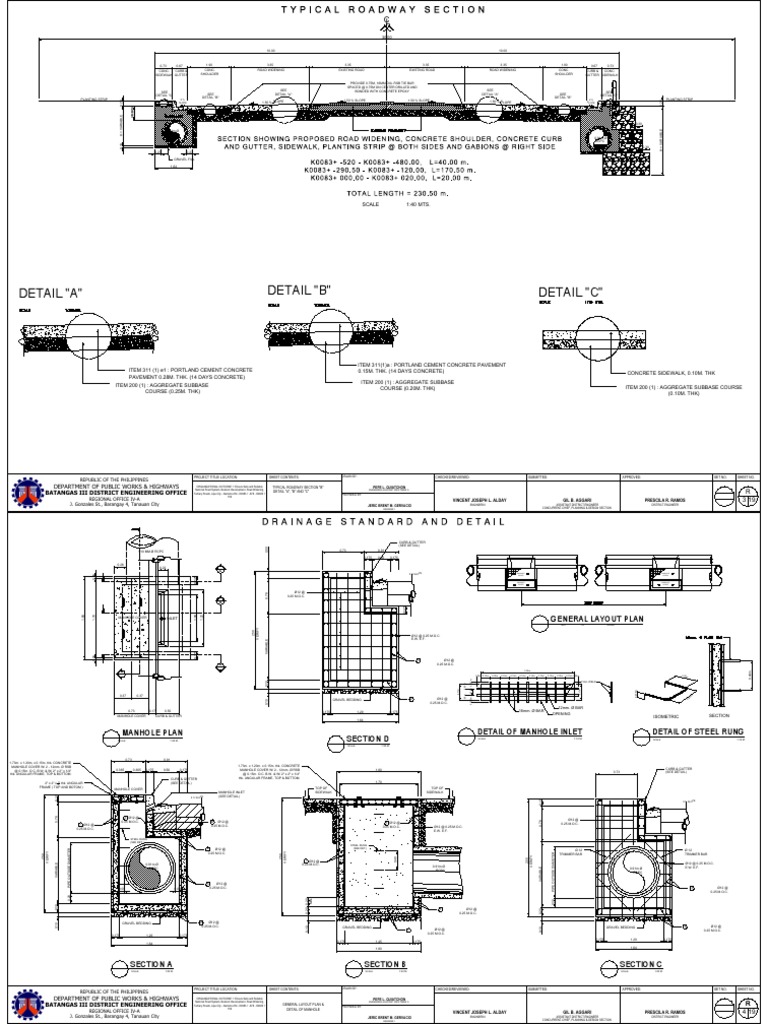 DPWH Road Widening and Drainage Details | PDF | Road Surface | Road
