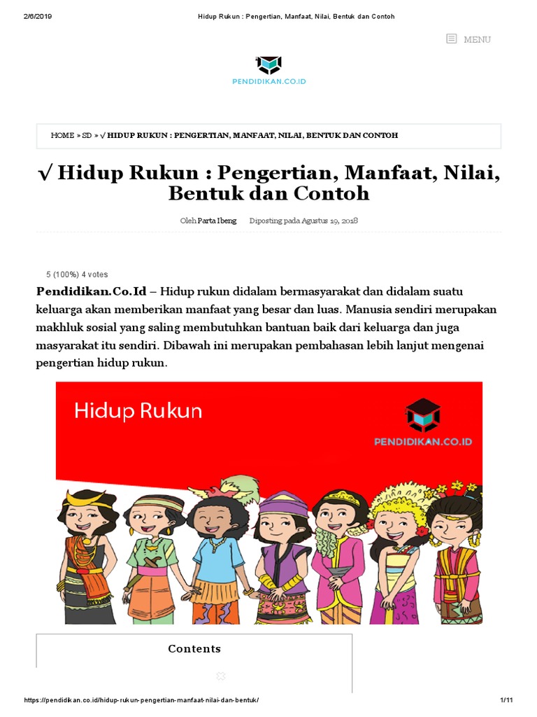 Hidup Rukun - Pengertian, Manfaat, Nilai, Bentuk Dan Contoh | PDF