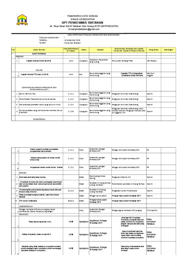 Contoh Laporan RTM PKM | PDF