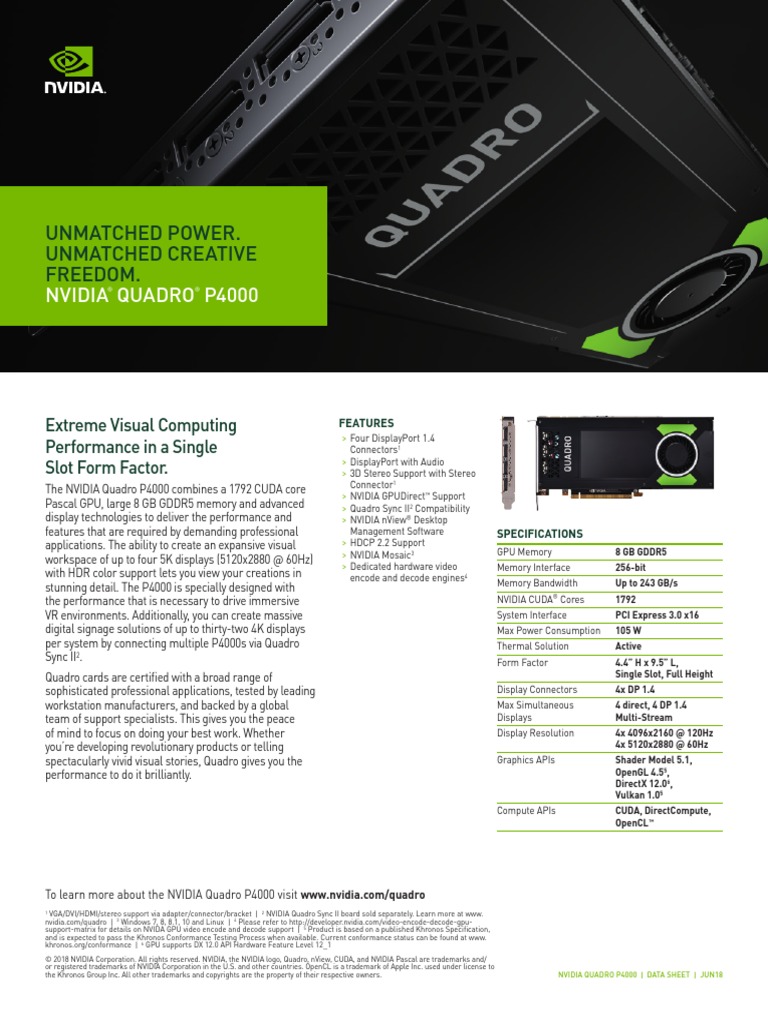 Nvidia Quadro P4000 | PDF | Graphics Processing Unit | Computer Graphics