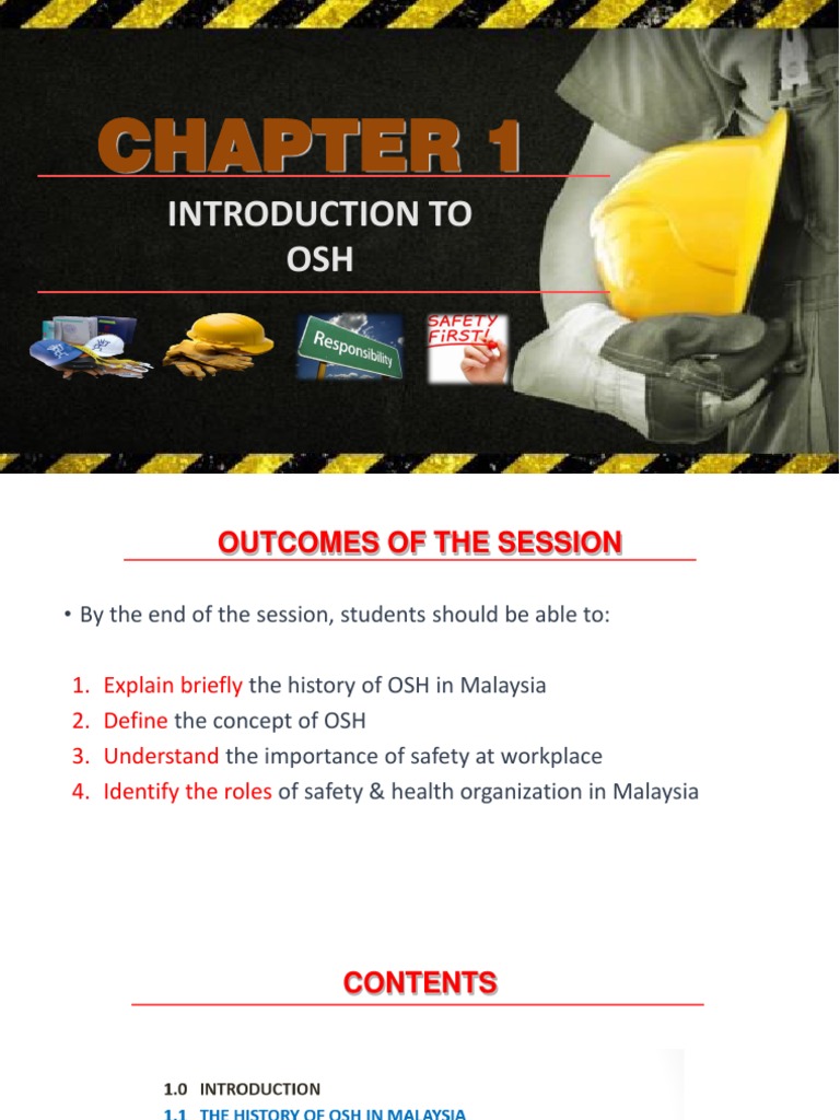Chapter 1 Introduction to OSH | Occupational Safety And Health ...