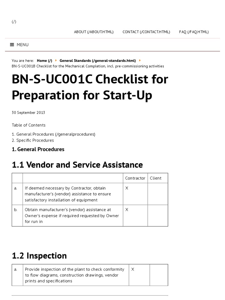 BN-S-UC001C Checklist For Preparation For Start-Up | PDF | Http Cookie ...