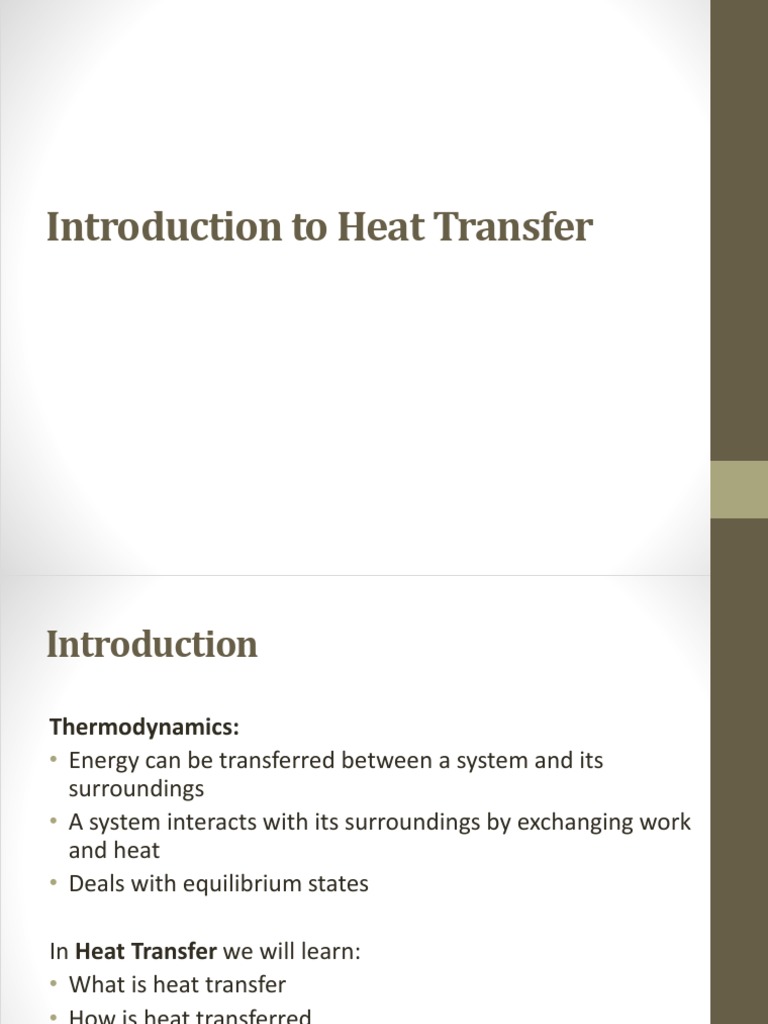 Introduction To Heat Transfer | PDF | Heat Transfer | Thermal Conduction
