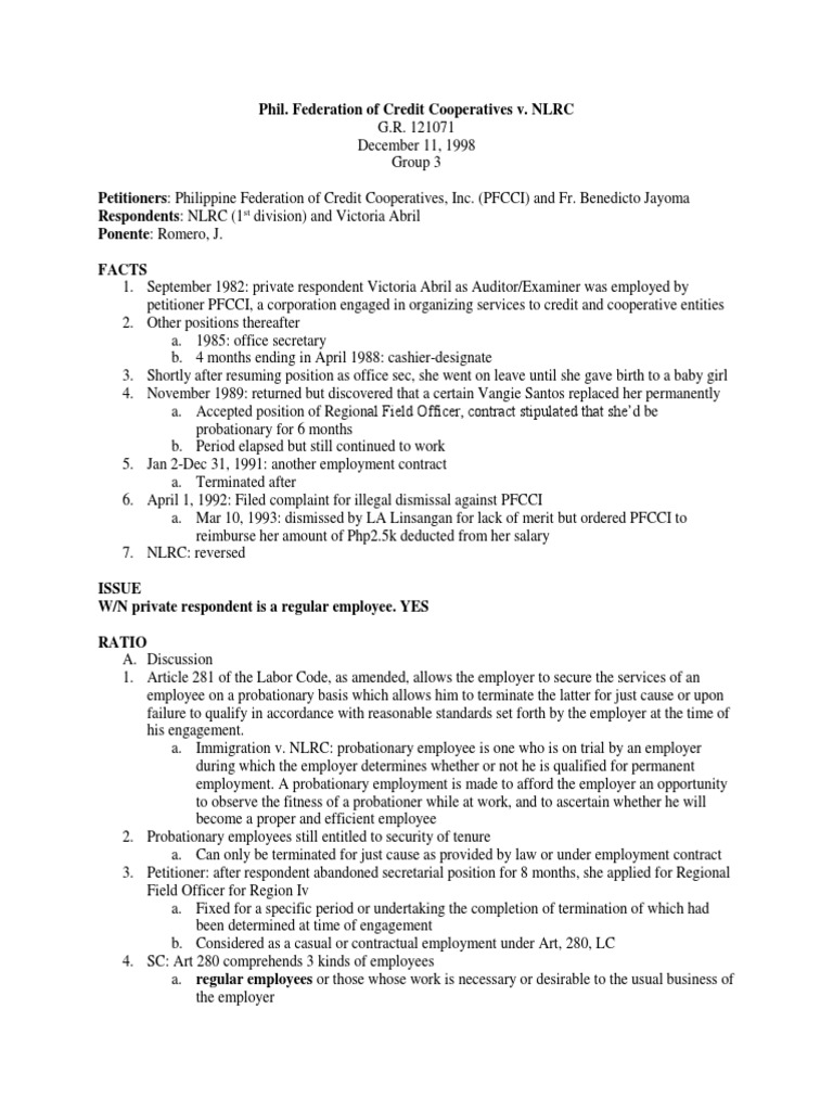 Phil. Federation V NLRC | PDF | Employment | Public Law