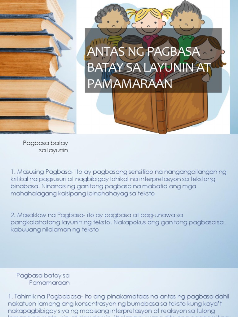 Antas NG Pagbasa Batay Sa Layunin at Pamamaraan | PDF