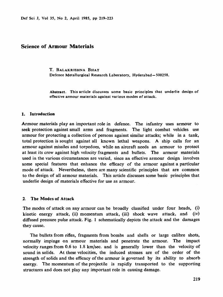 Armor Bhat PDF | PDF | Deformation (Engineering) | Strength Of Materials