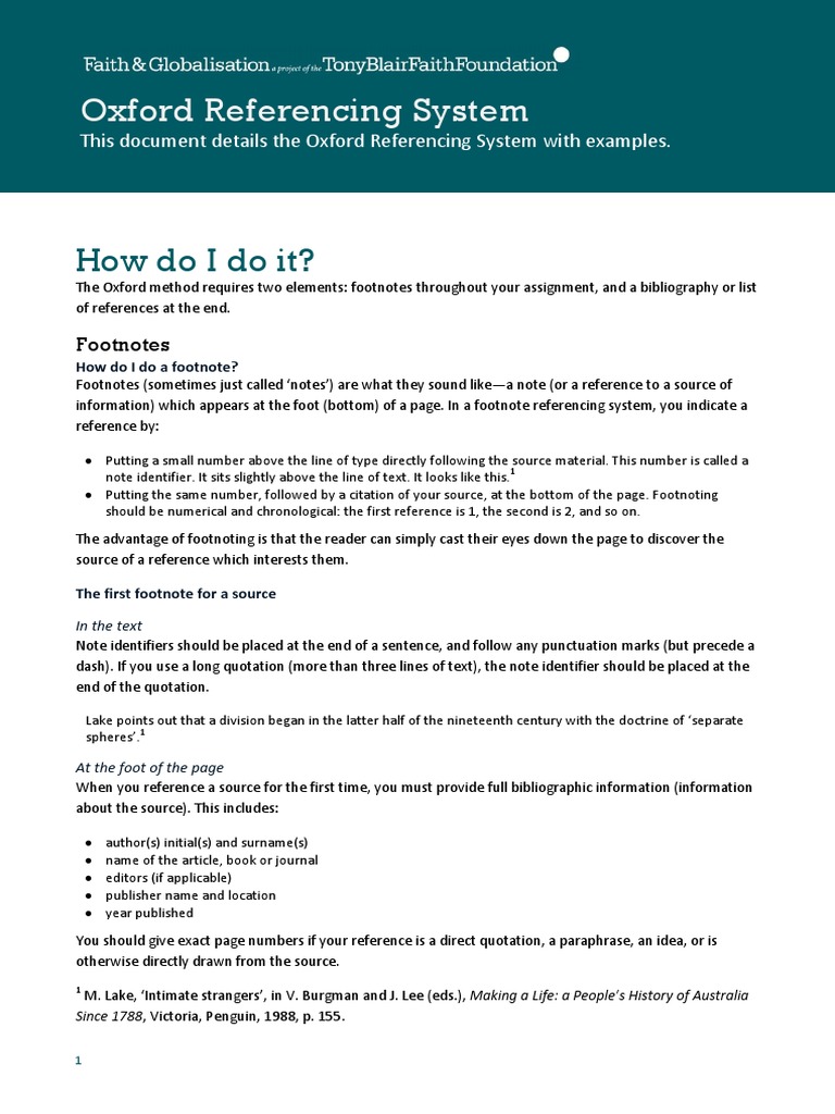 Oxford Referencing System: Howdoidoit? | PDF | Citation | Writing