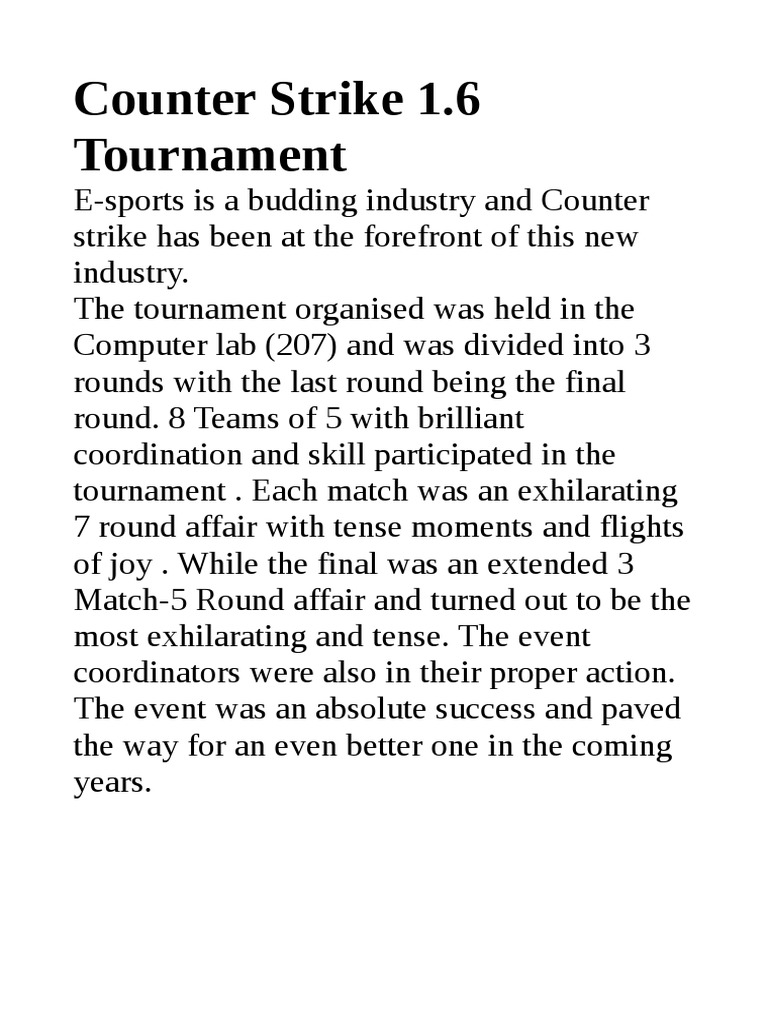 Counter Strike 1.6 Tournament | PDF | Games & Activities