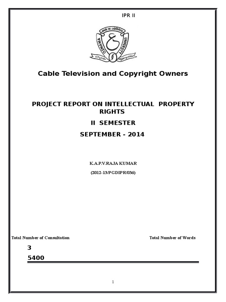 IPR Project Original | PDF | Satellite Television | Broadcasting