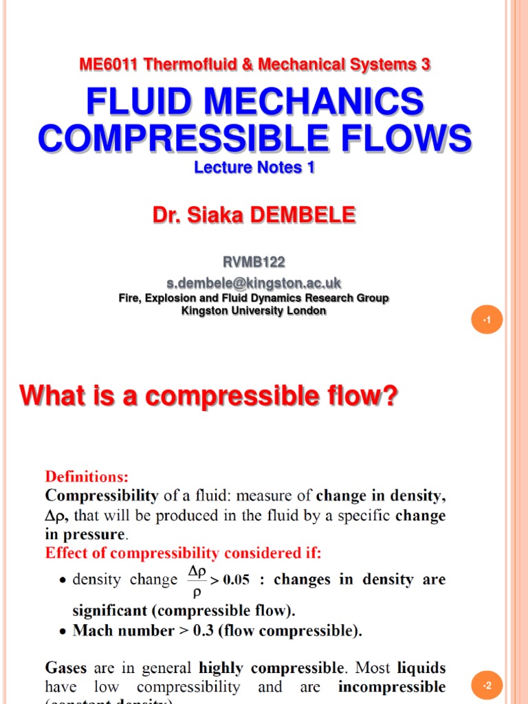Lecture Slides 1 - Compressible Flow | PDF