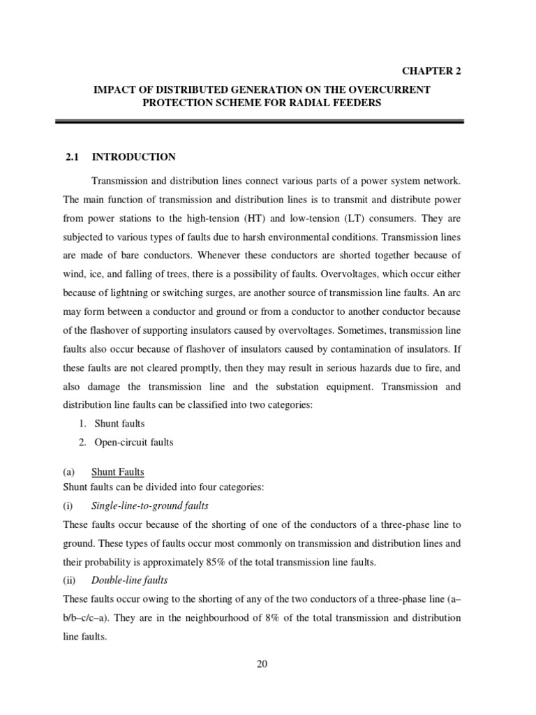 Impact of Distributed Generation On The Overcurrent Protection Scheme For Radial Feeders | PDF ...