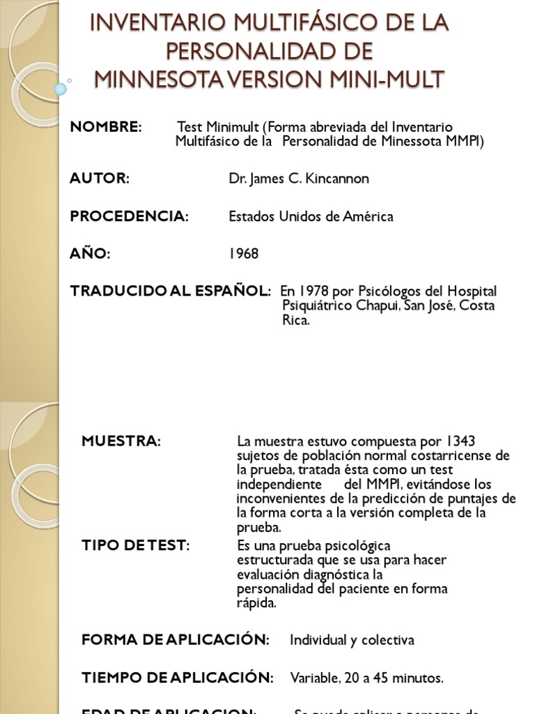 Mini Mult Presentación | PDF | Validez (Estadísticas) | Esquizofrenia