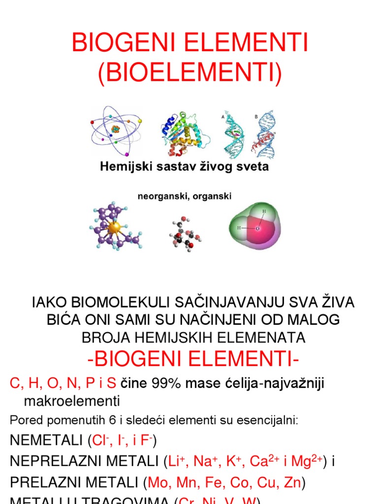 Hemija Biogeni Elementi | PDF