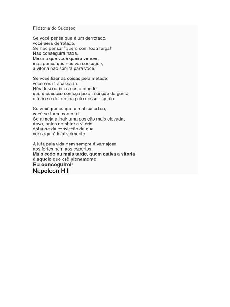 A Filosofia Do Sucesso - Napoleon Hill | PDF | Napoleon Hill