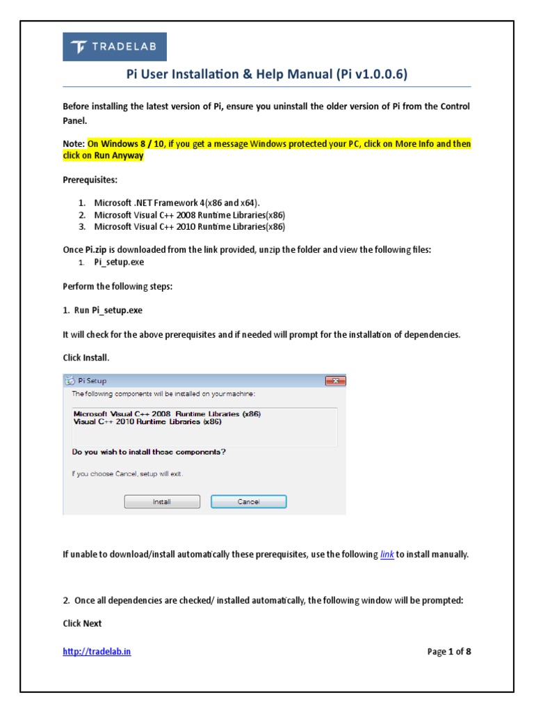 Pi User Installation & Help Manual (Pi v1.0.0.6) | PDF | Windows 8 ...