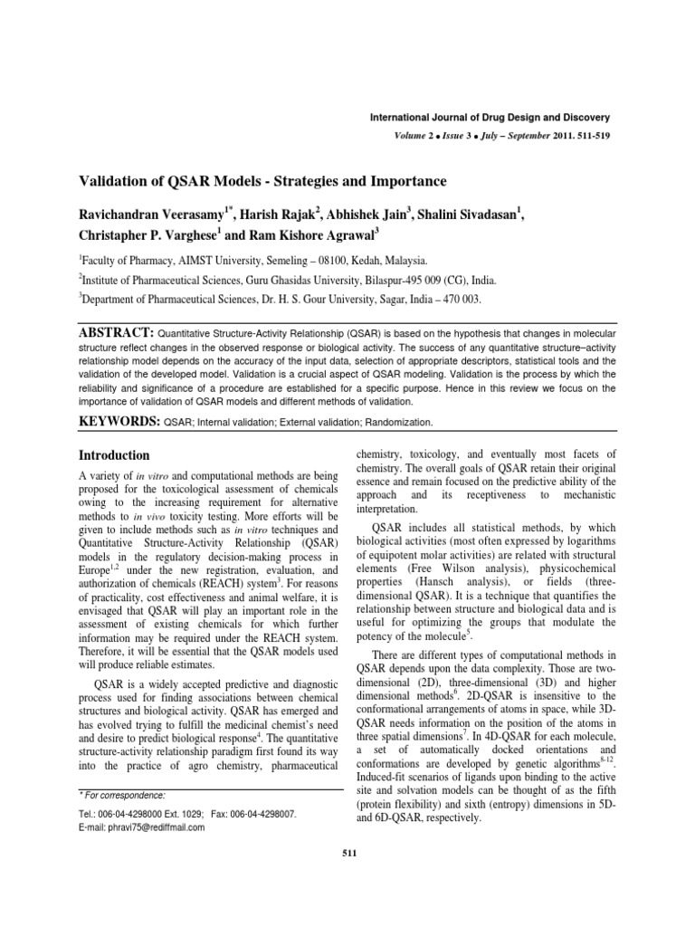 QSAR Model Validation Guide | PDF | Quantitative Structure–Activity Relationship | Cross ...