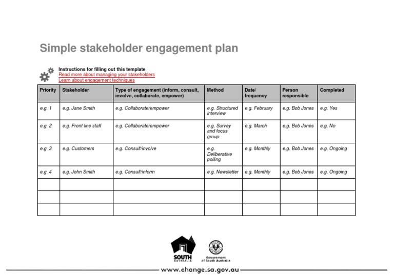 Simple Stakeholder Engagement Plan | PDF | Business