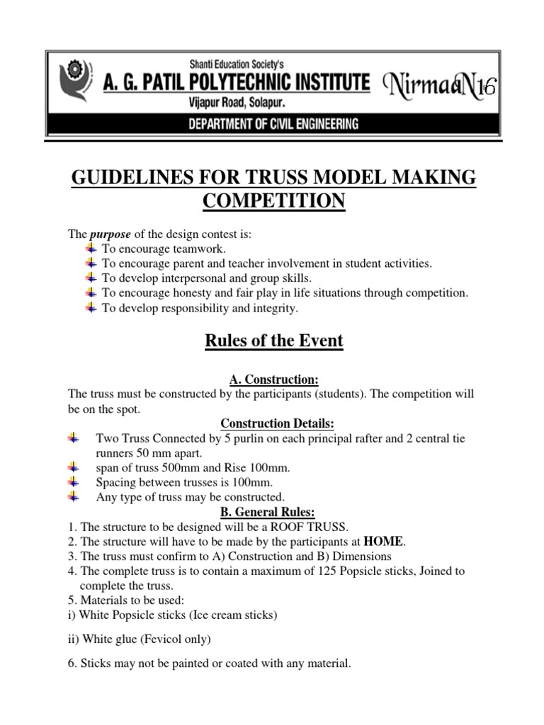 Guideline For Truss Model Making | PDF | Truss | Nature