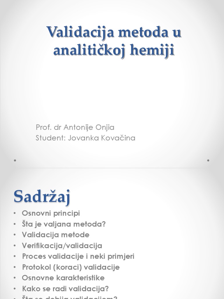 Validacija Metoda u Analitičkoj Hemiji | PDF
