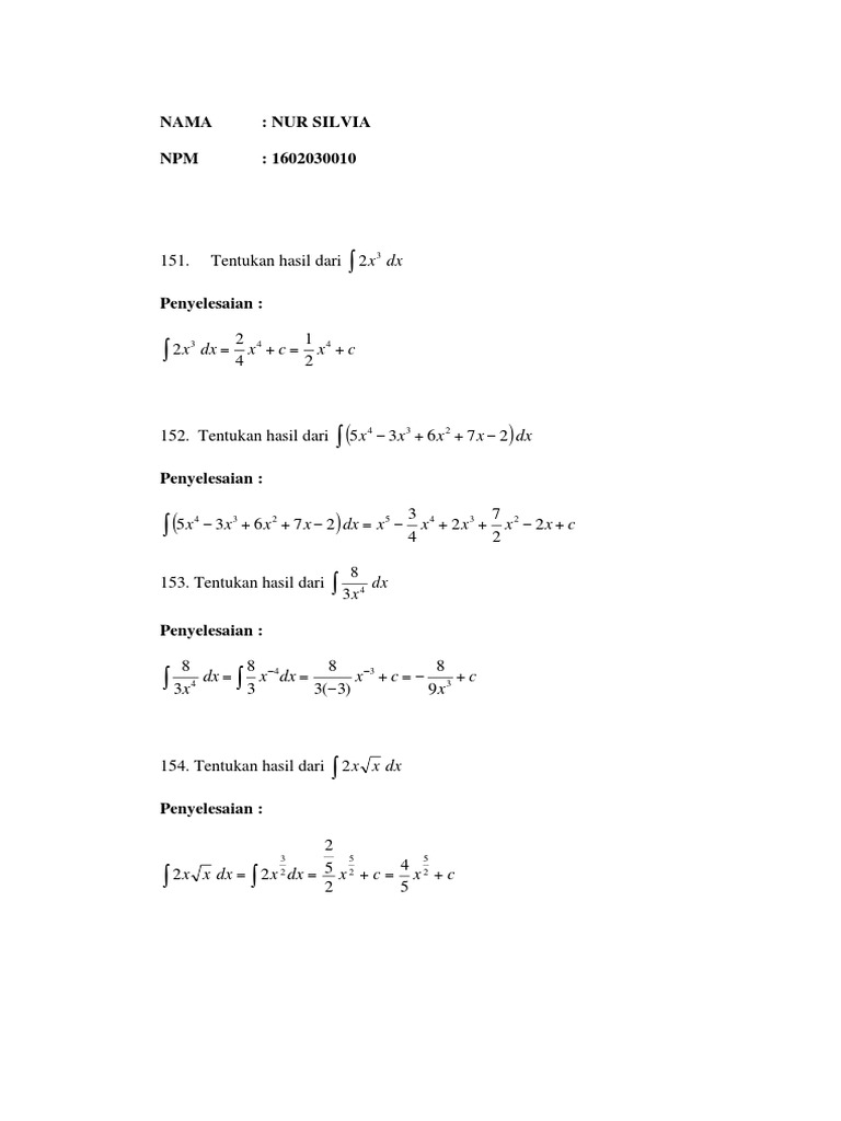 Soal Soal Integral | PDF