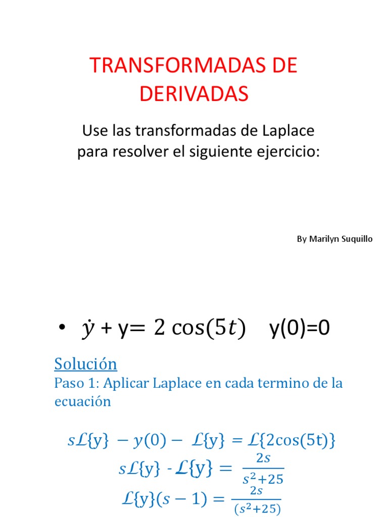 Ejercicio Resuelto de Transformadas de Derivadas Con Laplace | PDF ...