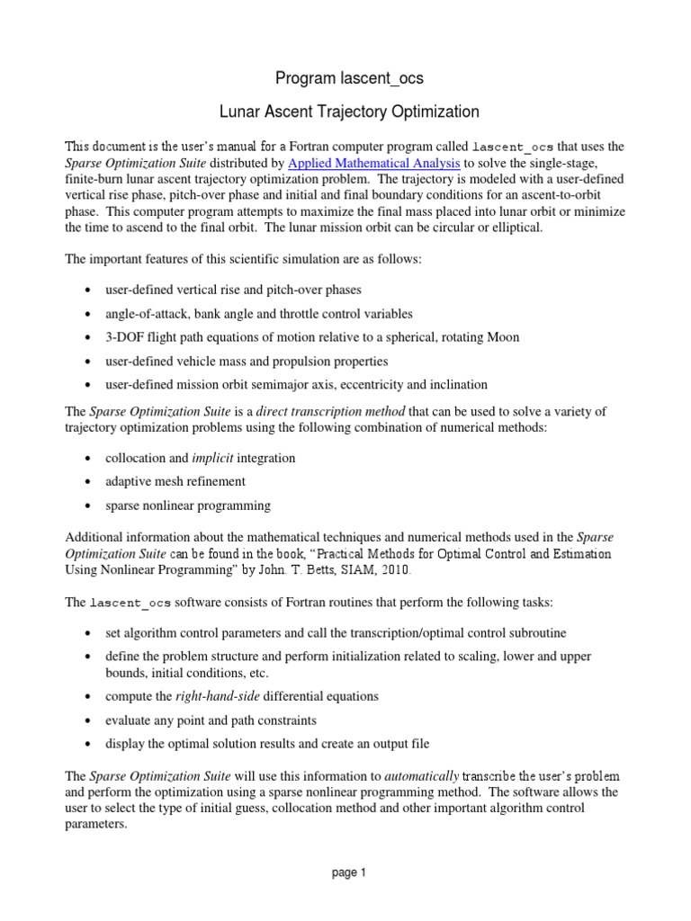 Lunar Ascent Trajectory Optimization Pdf Orbital Maneuver Orbit