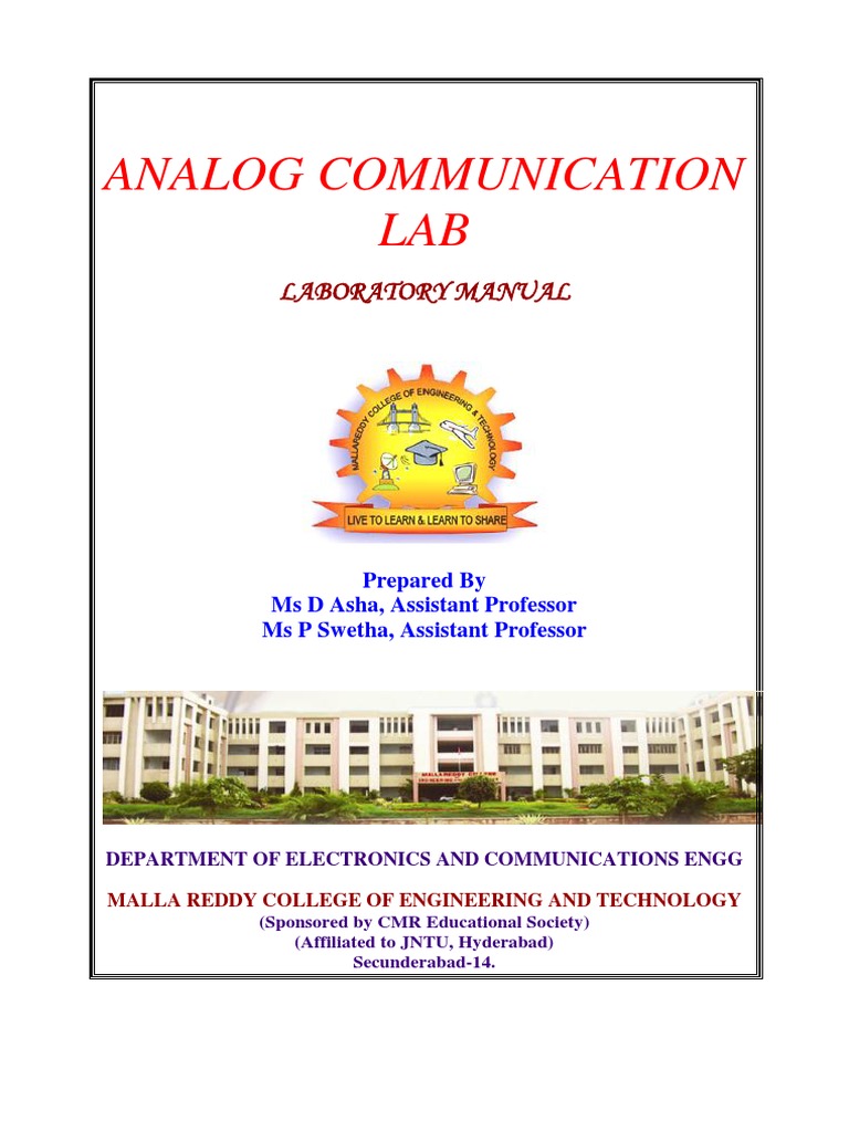 Analog Communication LAB: Laboratory Manual | PDF | Detector (Radio) | Modulation