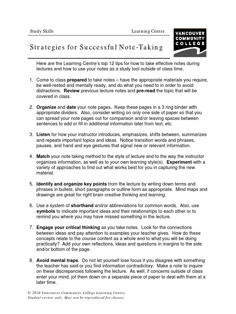 Note-Taking Strategies PDF | PDF | Teaching | Cognition