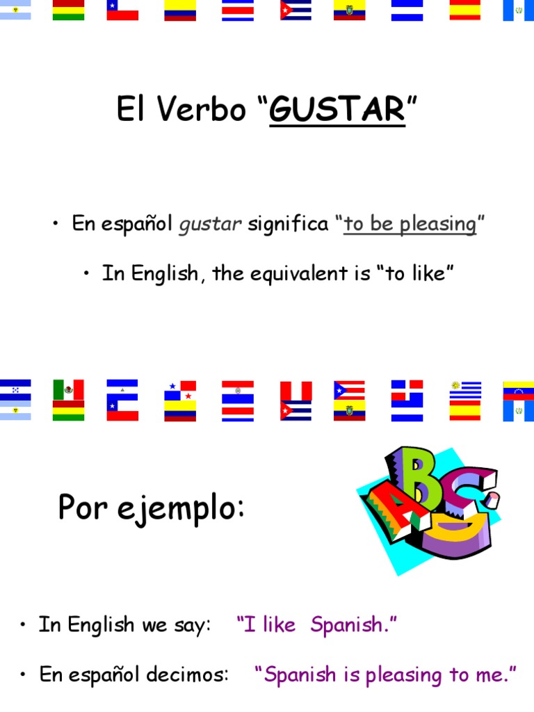 El Verbo "GUSTAR": - en Español Significa - in English, The Equivalent ...