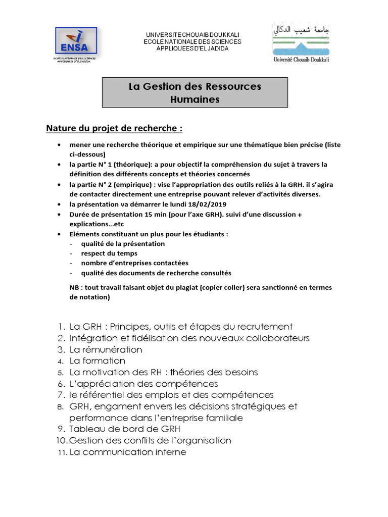 La GRH Thèmes de Recherche | PDF | Gestion des ressources humaines | Business