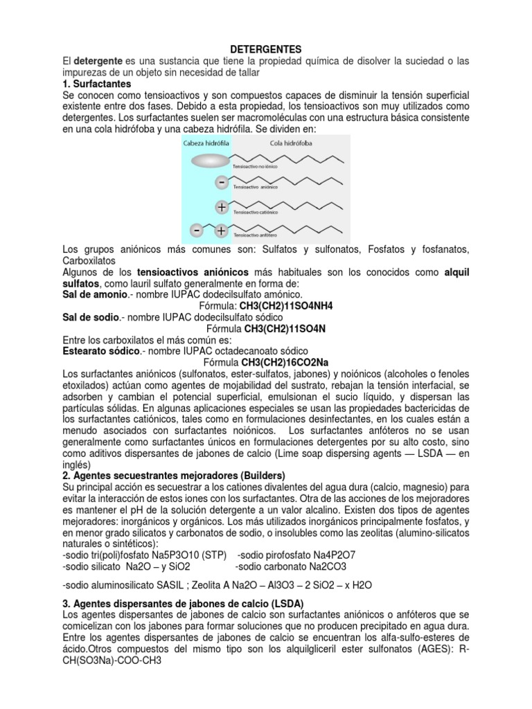 Tipos de Surfactantes en Detergentes | PDF | Tensioactivo | Detergente